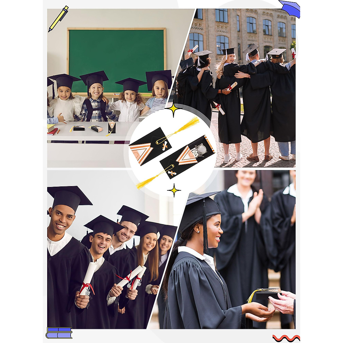 Taiyin 16 Pcs Class of 2024 Graduation Keychains Graduation Gifts Inspirational Graduation Keychains Stainless Steel Key Ring Appreciation Gift Ideas with Gift Box for Students