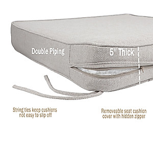 UXIUDEU Outdoor Chair Cushions 24 x 24 Inch Waterproof Fade Resistant Patio Furniture Cushions for Garden Sofa Couch Removable Bottom Cover with Ties Beige