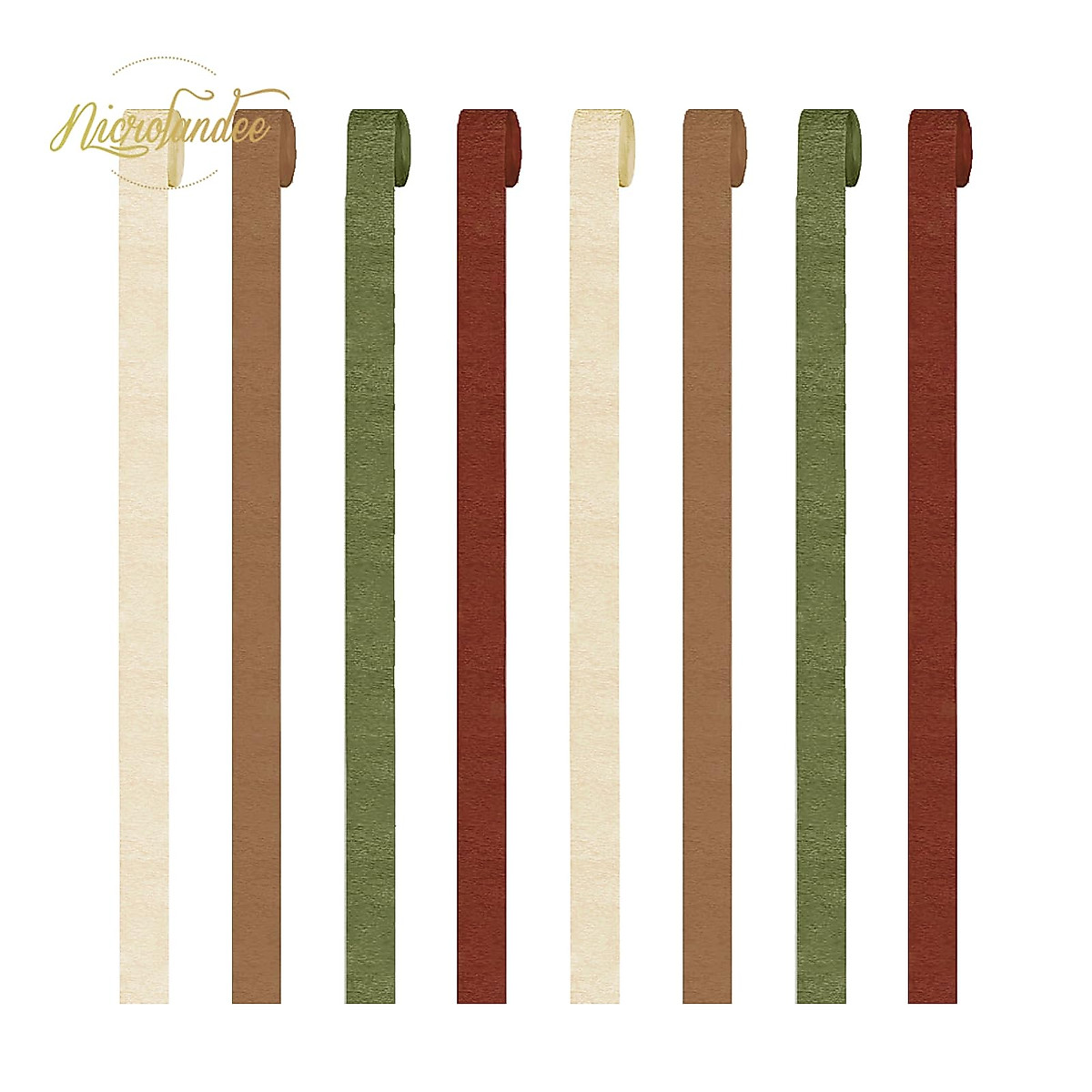 NICROLANDEE Christmas Decorations, 8 Rolls Green Red Brown Crepe Paper Party Streamers for Xmas Hanging Backdrops Decorations, Wedding, Bridal Baby Shower, Birthday, Christmas DIY Craft Supplies