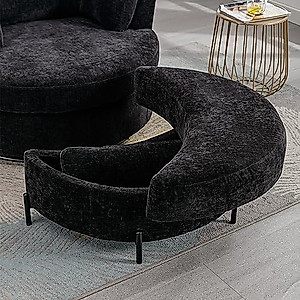 360° Swivel Accent Barrel Chair and Half Crescent Moon Storage Bench Large Ottoman with 4 Pillows,Upholstered Oversized Leisure Round Loveseat Recliner Sofa Chaise Lounge Circle Armchair for Club