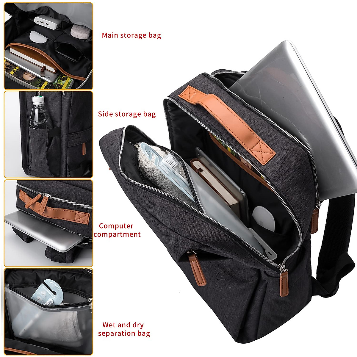 NOBLEMAN Men's Backpack, Laptop Backpack, Waterproof travel Backpack, 15.6 Inch Laptop Backpack, Daypack, carry on backpack with USB (Black)