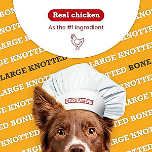 Beefeaters Dog Treats - Large Knotted Bone 7" Chicken Flavor 1ct, Case of 12 | Rawhide Free Dog Food | Real Chicken, No Artificial Flavors | Dental Cleaning Chew | Training Treats for All Dog Sizes