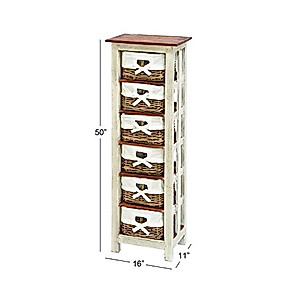 Deco 79 Wood 6 Baskets and 2 Doors Storage Unit, 16" x 11" x 50", White