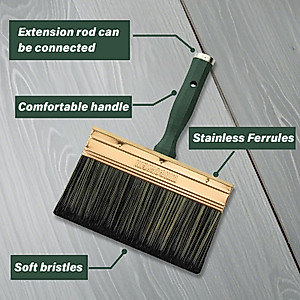 KINGORIGIN Deck Stain Brush, 7 Inch Paint Brush, Quick Deck Brush with Threaded Handle for Extension Use, Paint Brushes for Walls, Stain Brushes for Wood, Fence and Furniture