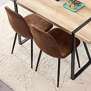 Yoluckea 5 Piece Dining Table Set, Modern Farmhouse Wood Dining Table with 4 Dining Chairs Set, Rectangular Kitchen Table Upholstered Fabric Side Chairs, 55.1" W x 31.4" D x 29.9" H