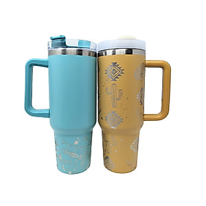FTB Creative 40oz Custom Designed Tumbler, Double Wall Stainless Steel, with Lid and Straw (Aqua, Teacher)