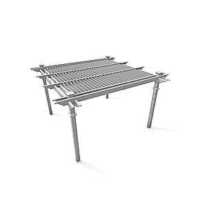 Camelot 12' x 12' Adjustable Louvered Vinyl Pergola & New England Arbors Bolt Down Bracket Kit for Pergolas - VA80205