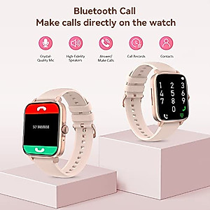 Smart Watches for Women (Answer/Make Call), 1.9" Big Screen Fitness Tracker 5ATM Waterproof Smartwatch with Blood Pressure Heart Rate Monitor Wireless Charger Smart Watch for Android iOS Phones IPhone