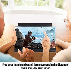 Tosuny 14'' Screen Magnifier for Smartphone 18X Mobile Phone 3D Amplifier Antiradiation Freely Zoom Screen Amplifier with Foldable Phone Stand Compatible with All Smartphones(Black)