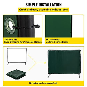 Vevor Welding Screen with Frame 8' x 6', Welding Curtain with 4 Wheels, Welding Protection Screen Green Flame-Resistant Vinyl, Portable Light-Proof Professional : Tools & Home Improvement
