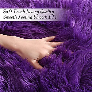 BENRON 3x5 Area Rug,Purple, Faux Sheepskin Rugs for Bedroom Living Room, Plush and Soft Carpets Door Mat Table Tops Sofa Covers Luxury Home Decor