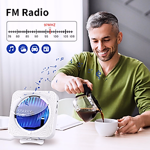 ZYOKATA CD Player Portable with Bluetooth 5.1 Desktop Music CD Player with Remote Control, Dust Cover, Boombox, FM Radio, LED Screen, Support AUX/USB Headphone Jack for Home