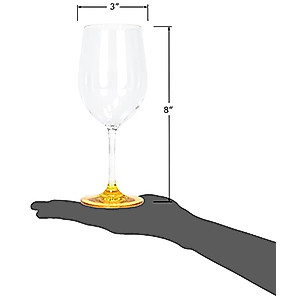 Red Co. Set of 6 Classic Clear Plastic 12 Ounce Outdoors Wine Glasses with Colored Bases