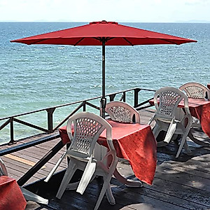 YSSOA 9' Patio Umbrella Outdoor Table Market Yard Umbrella with 8 Sturdy Ribs, Red