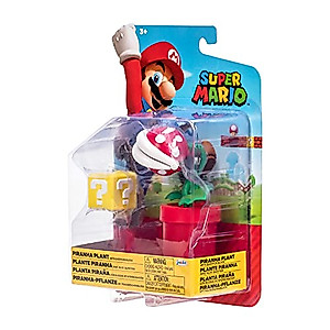 Super Mario Nintendo 4-Inch Piranha Plant Poseable Figure with Question Block Accessory. Ages 3+ (Officially Licensed)