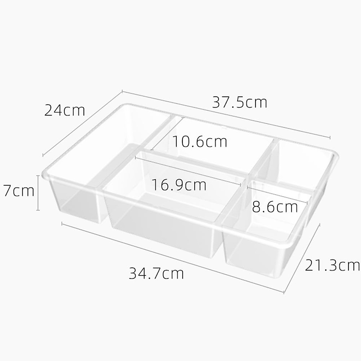 Chemlliy Clear Large Solutions Box with Cover, Art & Craft Organizer with 5 Dividers, Plastic Storage Case for Convenient and Versatile Storage, Ideal for Various Craft Supplies, 1 Pack