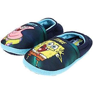 Spongebob Squarepants Boys 2 Piece Pajama Set with Slippers, Size 8 Navy