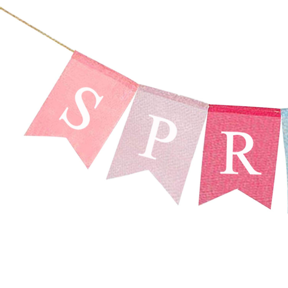 Rainlemon Rustic Linen Happy Spring Banner Fireplace Mantel Bunting Garland Decoration