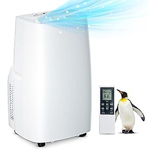 LifePlus Portable Air Conditioner, 14,000 BTU Portable AC Unit Up to 500 Sq Ft, Cooling Fan and Dehumidifier Modes, with Remote Control 3 Speeds Wind 90° Swing Window Kits 24H Timer