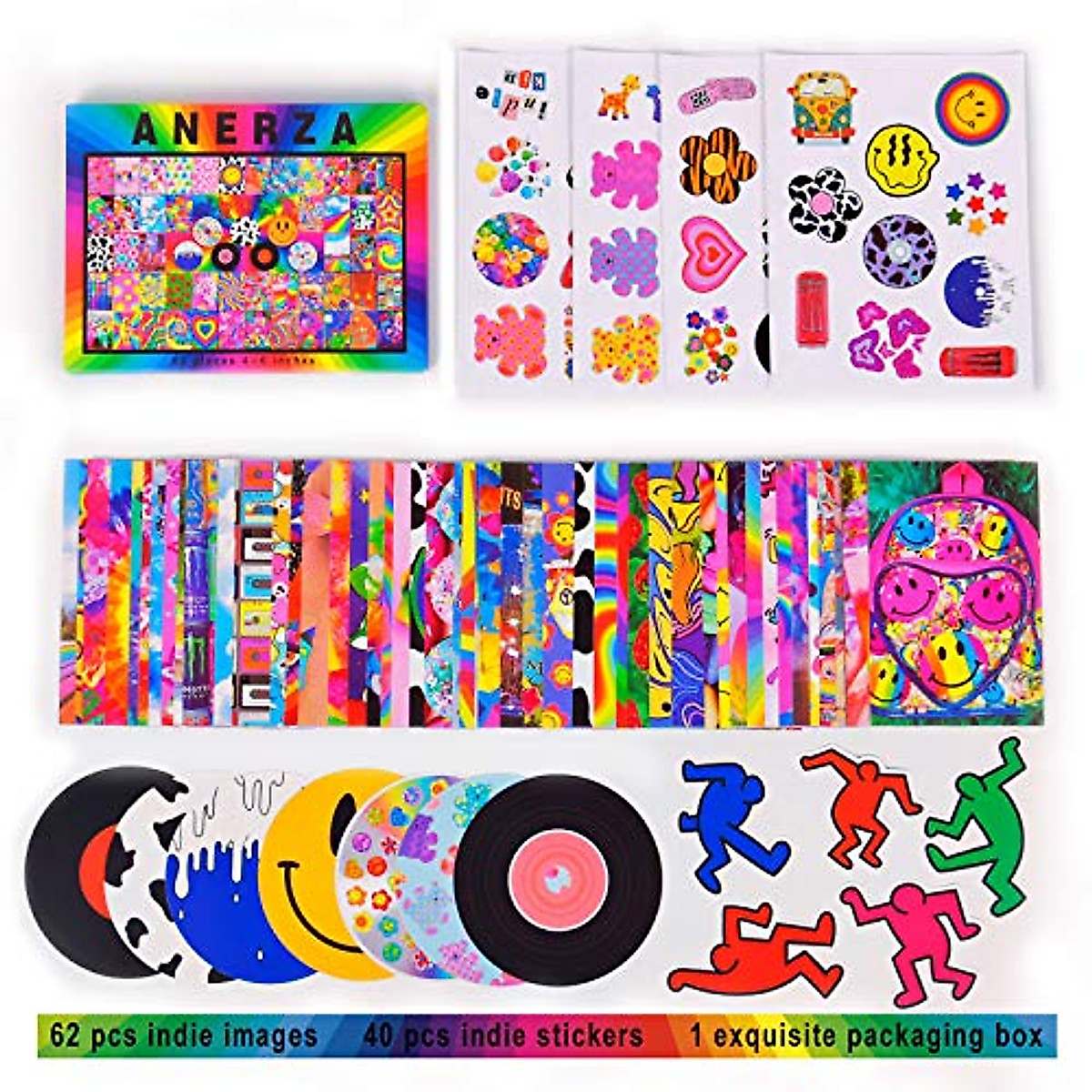 ANERZA 102 PCS Indie Room Decor for Bedroom Aesthetic, Wall Collage Kit Aesthetic Pictures, Posters for Room Aesthetic, Cute Photo Christmas Gifts for Teen Girls, Y2k Kidcore Hippie Trippy Grunge