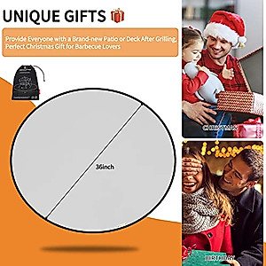 TONAHUTU 36" Fire Pit Mat & Under Grill Mat, Deck Patio Protect Mat Heat Resistant Fire Mat for Fire Pit BBQ Mat for Under BBQ Oil-Proof & Waterproof,2-Layer Thickened, White