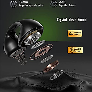 Wireless Ear Clip Bone Conduction Headphones Clip On Open Ear Bone Conduction Earbuds Headphone Cycling Running Workout Earbuds Bluetooth Work Headphones Bone Conducting Induction Earphones