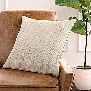 Amazon Brand – Rivet Modern and Casual Striped Throw Pillow Cover with Insert - 20 x 20 Inch, Pink