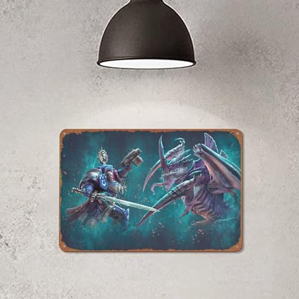 Captain vs. Tyranid Prime physical culture Poster Signs 8 x 12 Inch Decor Funny Chic Art Wall Decort Home Yard Signs Bar Hotel Cafe Pub Indoor Outdoor restauran