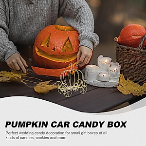 Veemoon 6pcs Pumpkin Candy Box Decorative Carriage Centerpiece Gold Wire Princess Pumpkin Cart Dessert Display Tabletop Figurine for Wedding Birthday Halloween Party