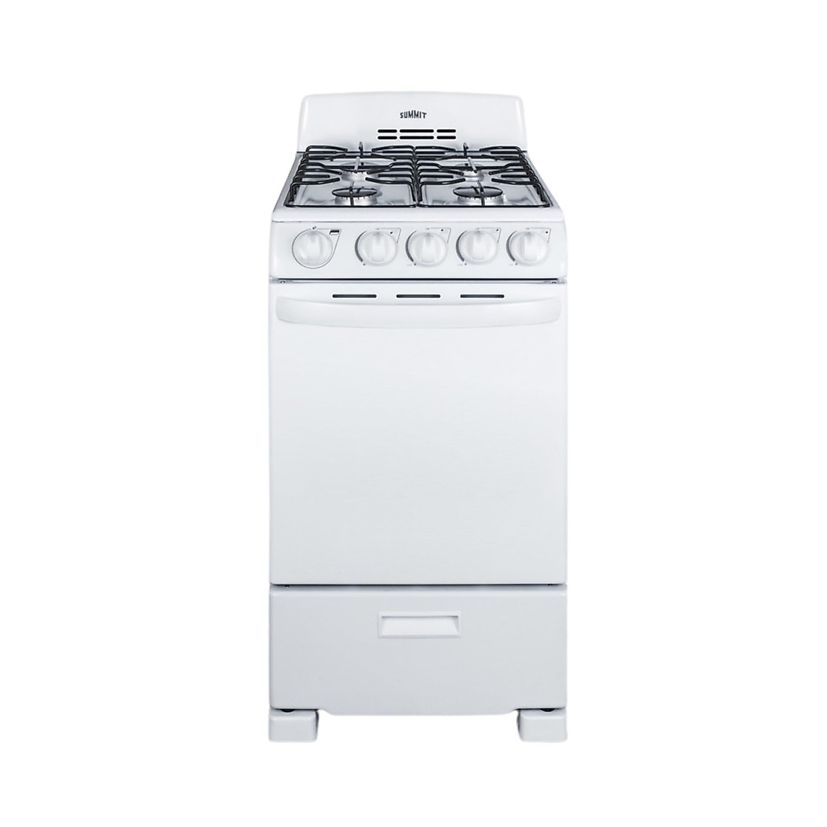 Summit 20” Gas Range, 4 Burners, Full 2.3 cu.ft Oven - (ADA Compliant) - RG200WS
