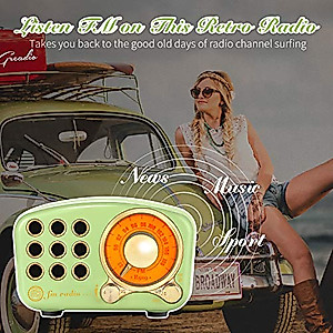 Retro Bluetooth Speaker, Vintage Radio-Greadio FM Radio with Old Fashioned Classic Style, Strong Bass Enhancement, Loud Volume, Bluetooth 5.0 Wireless Connection, TF Card and MP3 Player (Green)