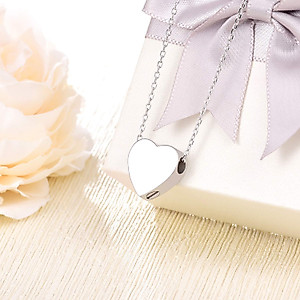Jinlou 925 Sterling Silver Hold Loved Ones Heart Urn Necklace Pendant for Ashes Memorial Cremation Jewelry(Simple heart)
