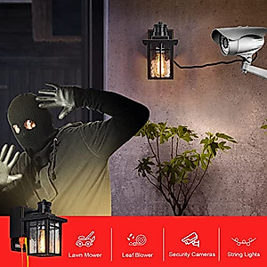 Myhaptim Porch Lights with GFCI Outlet,Dusk to Dawn Motion Sensor Outdoor Lights,3 Lighting Modes Black Front Door Lights,Waterproof Outside Wall sconces for House Patio Garage