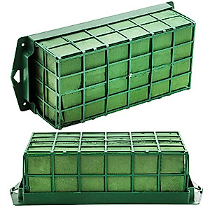 Lyellfe 2 Pieces Floral Foam Cage, Rectangular Flower Foam Holder, Flower Arrangement Mud for DIY Fresh or Artificial Flowers, Table and Wedding Centerpieces, 9.5''L x 3''W