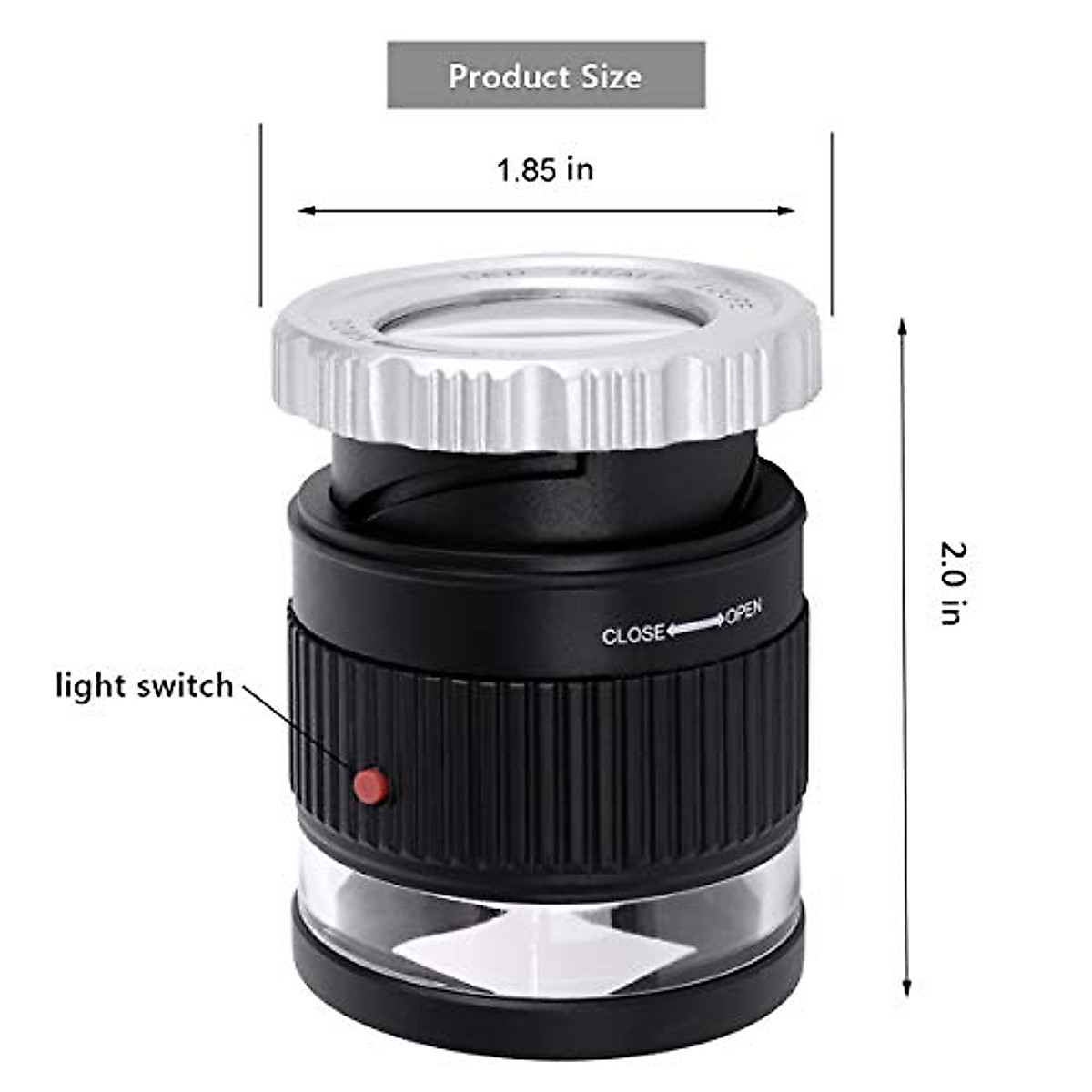 30X Jewelers Loupe, Loupe Magnifier Foldable Adjustable Focal Length, Loop Magnifier with Lights for Jewelry Gems Textile Optical Currency Coins Stamps Circuit Board