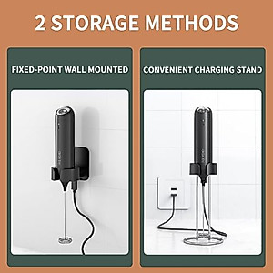 CIRCLE JOY Wall Mounted Milk Frother Handheld Rechargeable Milk Foamer Electric Mini Drink Mixer with 2-in-1 Stainless Steel Stand for Coffee, Cappuccino, Lattes, Frappe, Matcha and Hot Chocolate