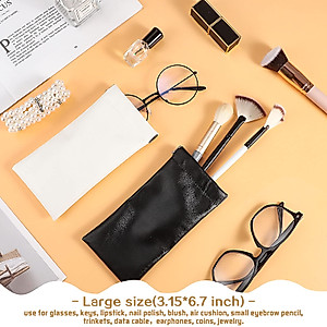 WSICSE 6 Pcs Lambskin Pocket Cosmetic Bag Squeeze Top, 3 Size Portable No Zipper Self-Closing Pouches for Purse Mini Bag Purse Small Makeup Pouch for Purse Cosmetics Headphones Jewelry