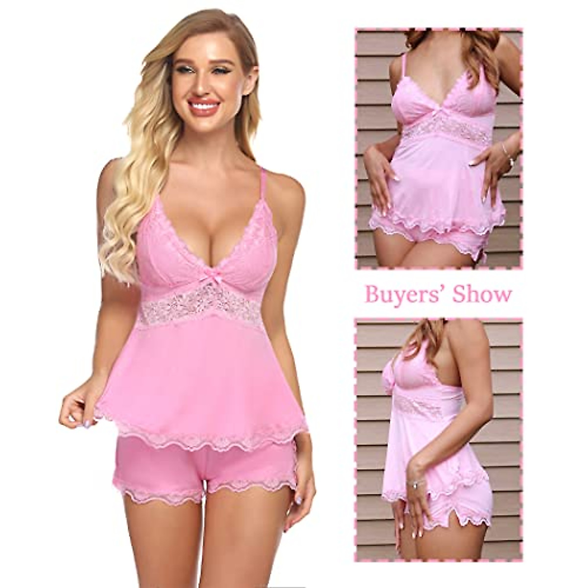 Avidlove Women's Pajama Set Sleeveless Sleepwear Pjs Sets Ladies 2-Piece Nightwear Pink L