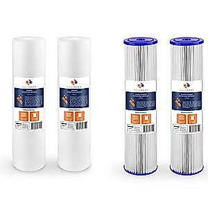 Aquaboon 2-Pack of 5 Micron 20" x 4.5" Sediment Water Filter Replacement Cartridge & Aquaboon 2-Pack Pleated Sediment Water Filter Cartridge | Universal Whole House 5 Micron 20 inch Cartridges