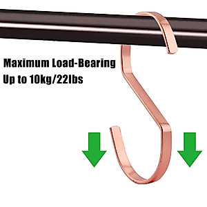 METLUCK 16-Pack 4 Inch Flat S Shape Hooks Heavy-Duty Chrome Finish Hanging S Hooks for Kitchenware, Pots, Utensils, Plants, Towels, Gardening Tools, Clothes (Rose Gold)