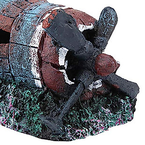 Airplane Wreck Aquarium Ornament, Aquarium Decoration Artificial Damaged Plane Fish Tank Landscape Decoration Decor
