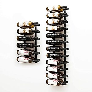 VintageView Wall Series (6 Ft) - 36 Bottle Wall Mounted Wine Bottle Rack Kit (Satin Black) Stylish Modern Wine Storage with Label Forward Design
