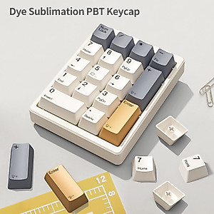Kisnt Mechanical Number Pad,Hot Swappable Numpad Wired USB 17 Keys Keypad White Backlit Numeric Keypad with PBT Keycaps for Laptop PC Compact Keyboards(Retro Beige, Blue Switch)