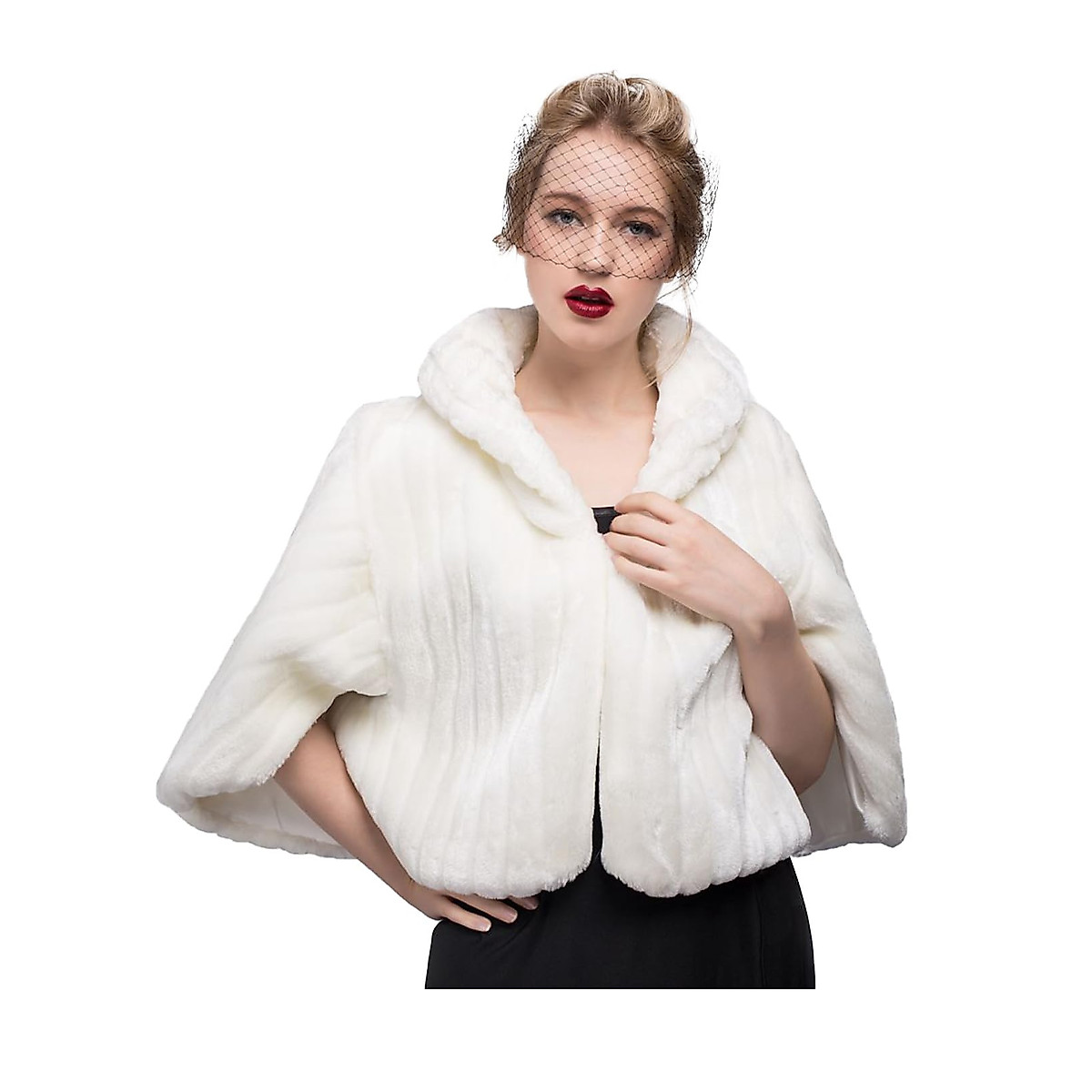 BEAUTELICATE Faux Fur Shawl For Women Soft Fur Stole Wrap Shrug For Winter Wedding Event