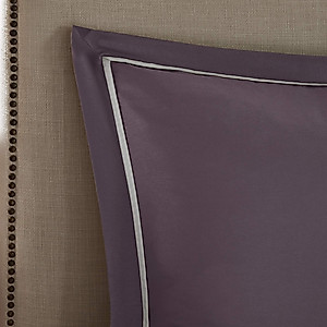 Madison Park Essentials Cal King Comforter Set, 24 Piece Bedding With Matching Curtains, Decorative Pillows, Luxe Diamond Tufting , Room in a Bag Joella Collection, Plum Cal King