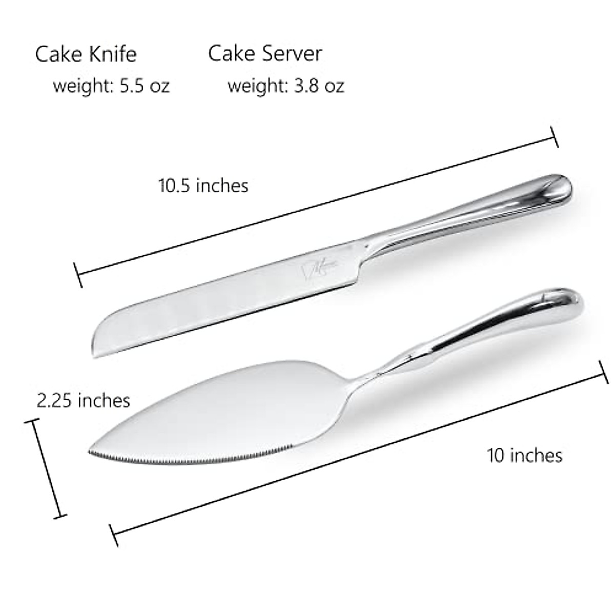 Muncie Household Cake Knife And Cake Server Set - Stylish, Classic, Sturdy - Fit For All Occasions - Wedding, Birthday, Everyday Use - Stainless Steel With Ergonomic Handle