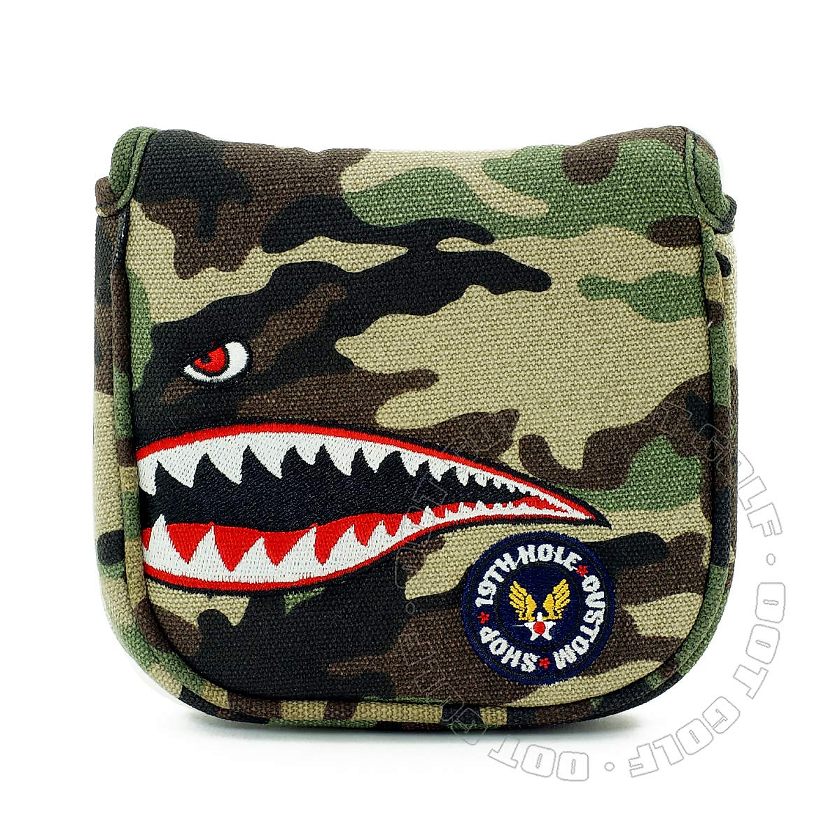 Fighter Plane High-MOI Mallet Putter Headcover, Heel Shaft, Camouflage, Golf Head Cover