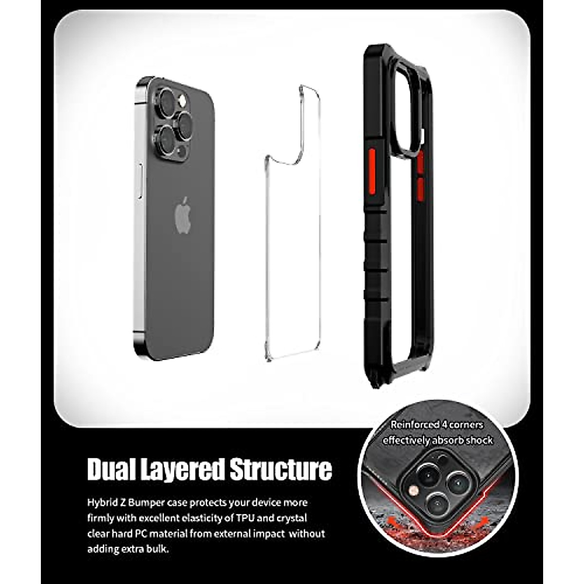 GOOSPERY Z Bumper Crossbody Compatible with iPhone 14 Pro Case [Strap Included] Shock Absorbing Dual Layer Structure TPU Edge Crystal Clear PC Cover with Shoulder Strap Outdoor Design, Clear