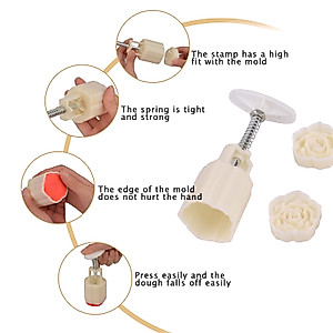 Stamped mid-autumn mooncake press mold, hand-pressed mooncake dessert DIY with 4 stamped flower, mooncake puff pastry press mold DIY (4 rose stamps-1)