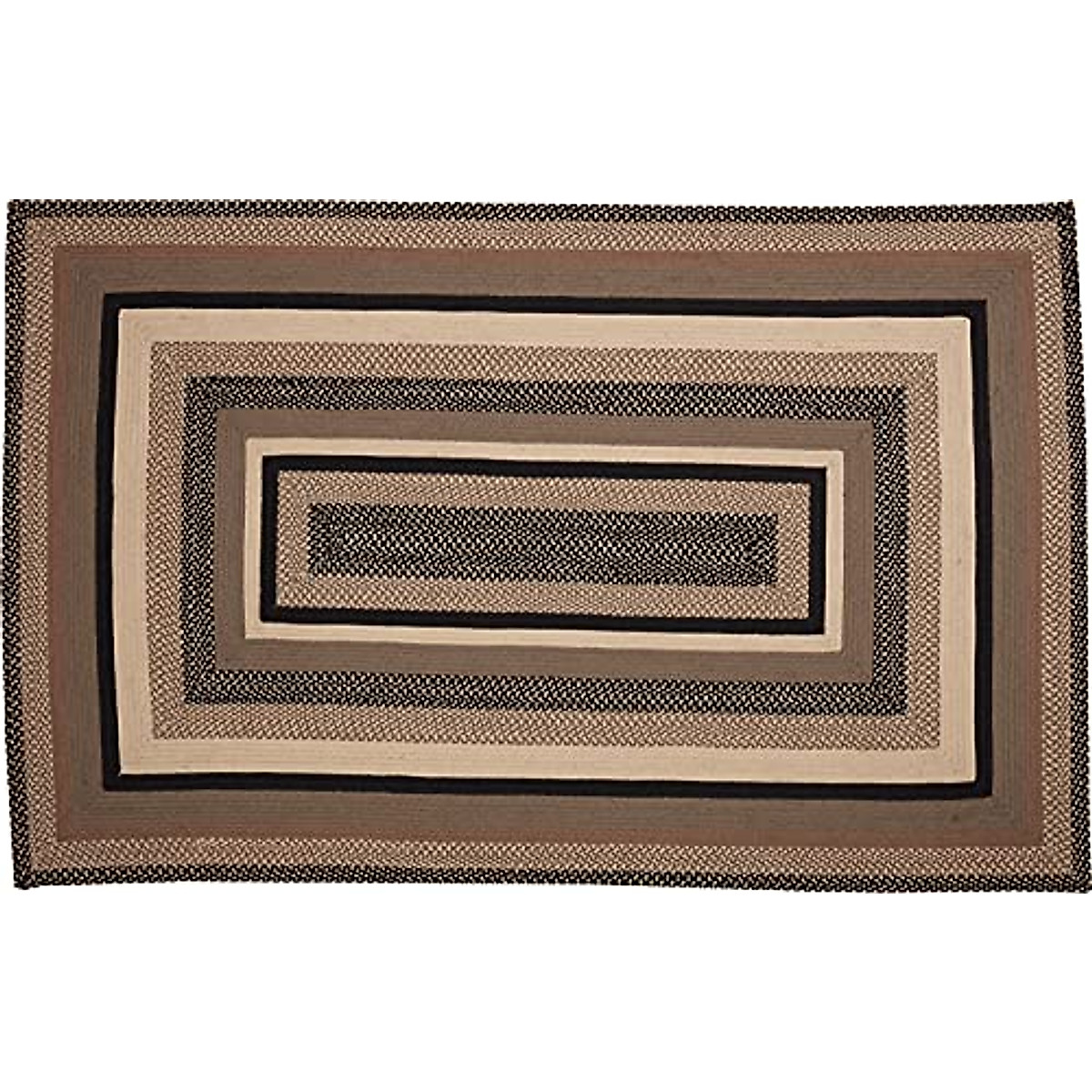 VHC Brands Jute Area Rug with Non-Skid Pad, Rectangular, Black & Tan, 60x96
